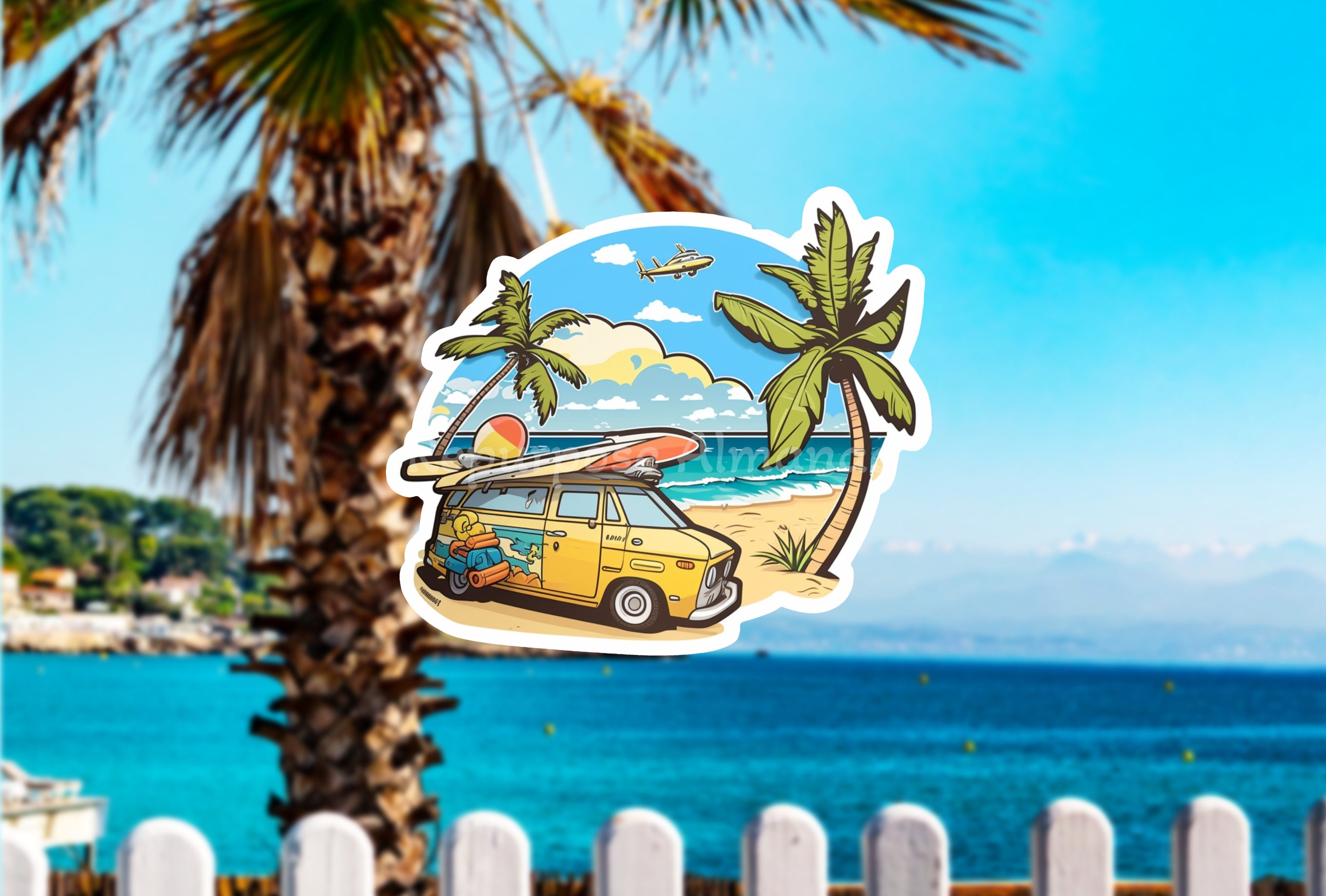 Beach Car Printable Sticker - Etsy
