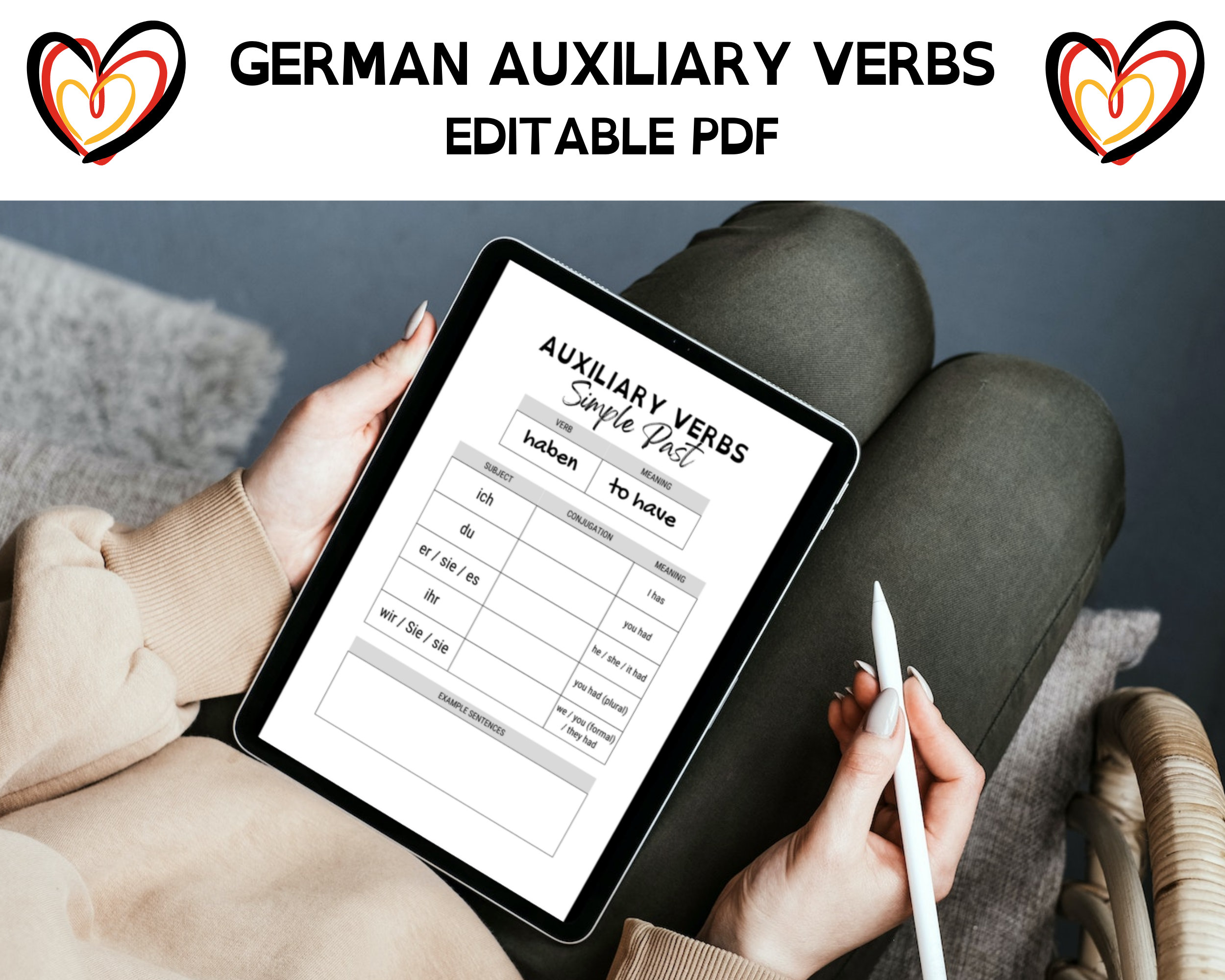 GERMAN AUXILIARY VERBS Conjugation Study Pack Learn German - Etsy UK