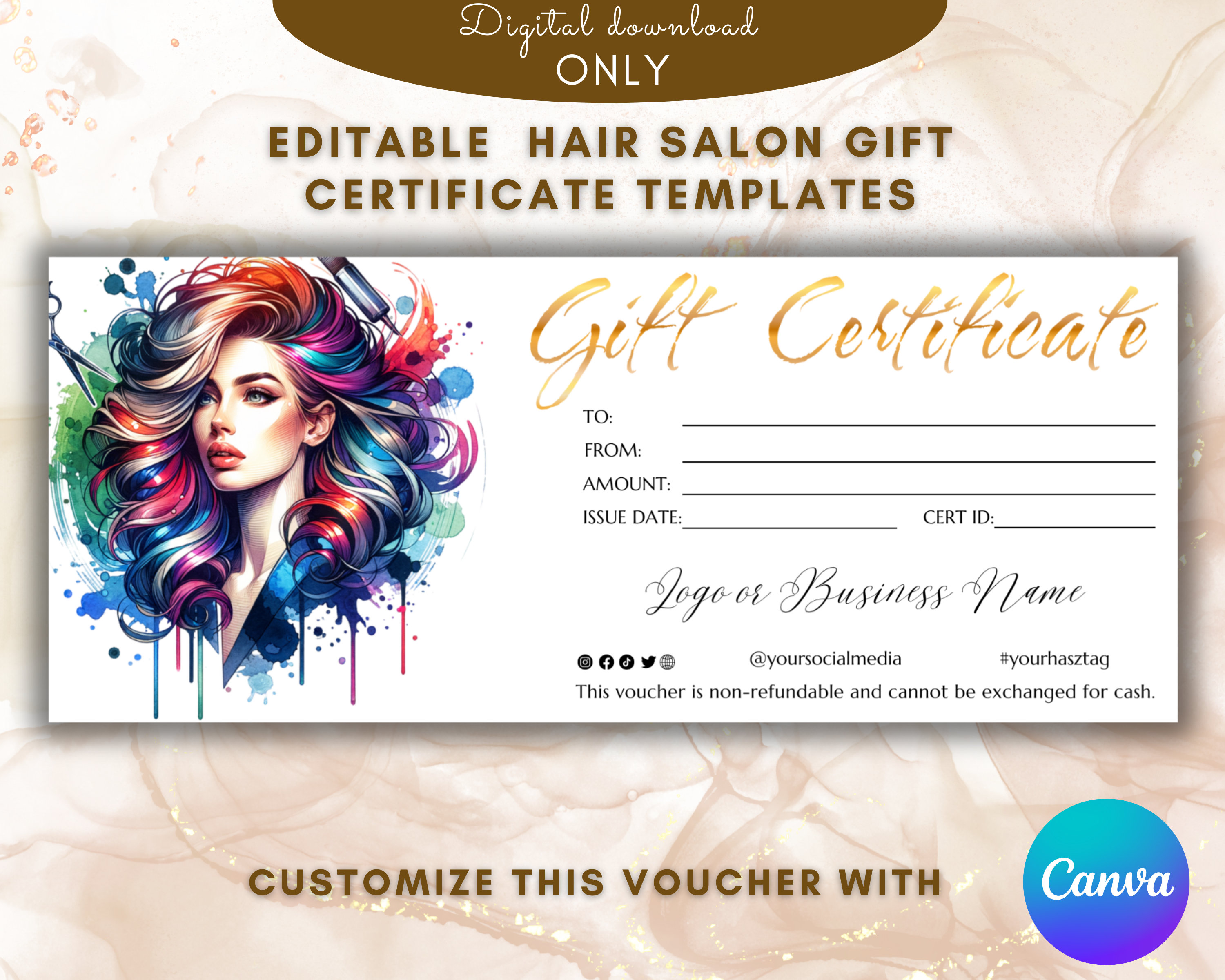 Hair Salon Gift Certificate Template Elegant Hair Stylist Gift Card ...