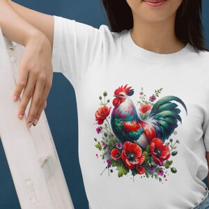 Watercolor Floral Chicken Clipart Bundle, Rooster & Hen Illustrations ...