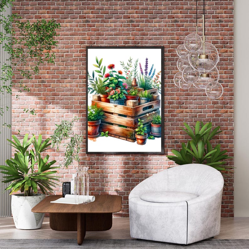 Watercolor Floral Palett Gardens Clipart, Blooming Pallets PNG, Vintage ...
