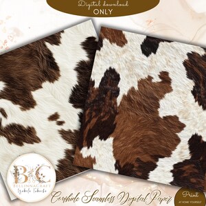 Cowhide Seamless Digital Paper, Realistic Cowhide Seamless Pattern ...