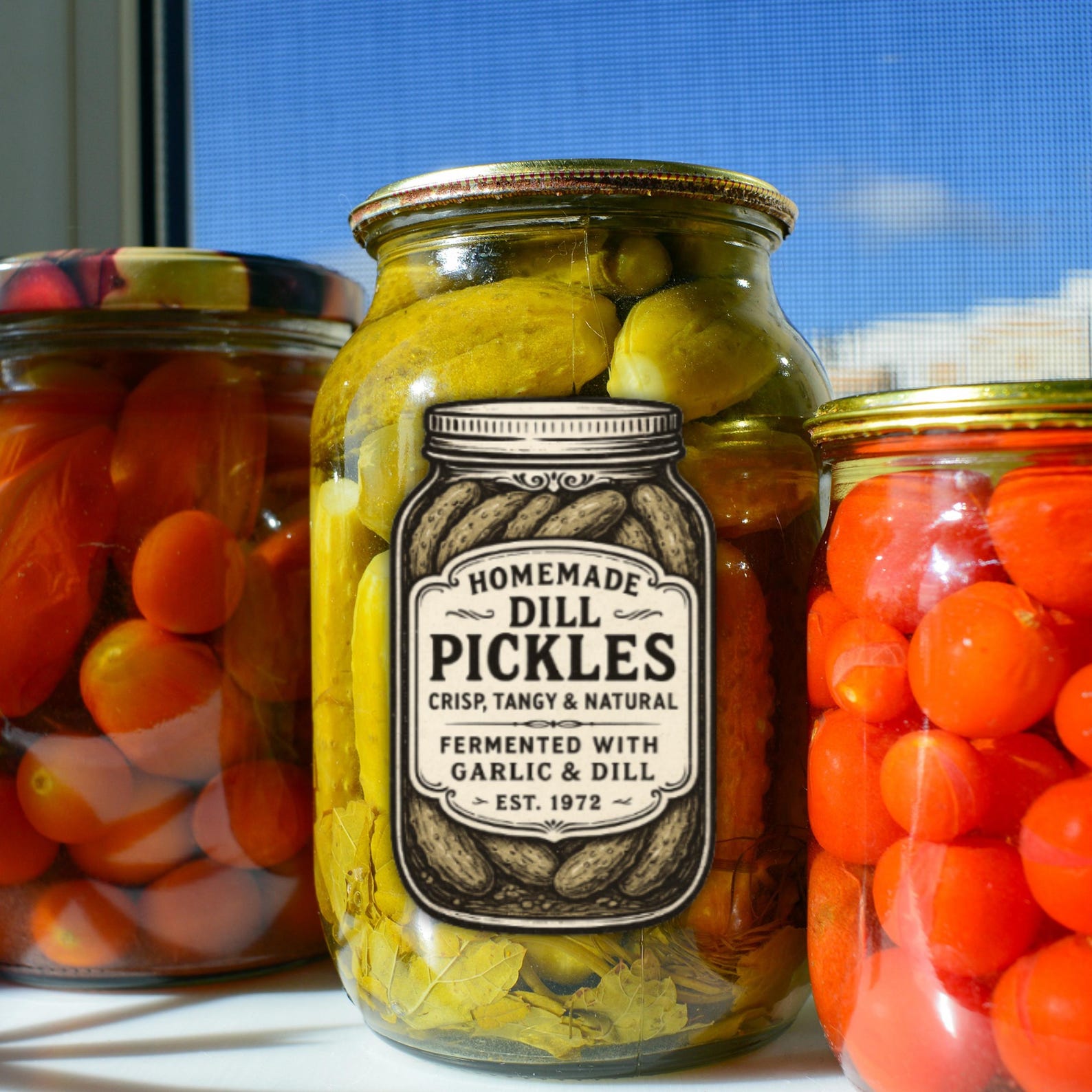 Vintage Pickles Labels Clipart, Retro Pickle Jar Labels for Canning ...