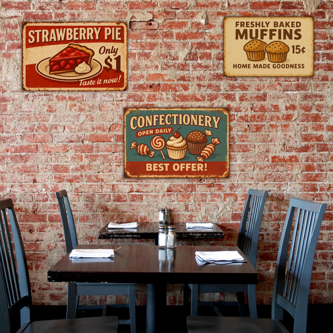 Vintage Retro Food Signs Clipart Bundle, 12 Horizontal Kitchen Cafe ...