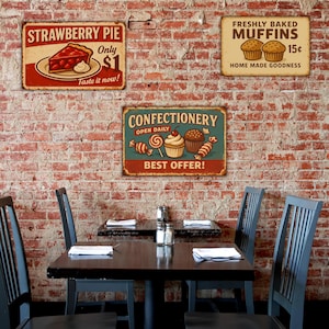 Vintage Retro Food Signs Clipart Bundle, 12 Horizontal Kitchen Cafe ...