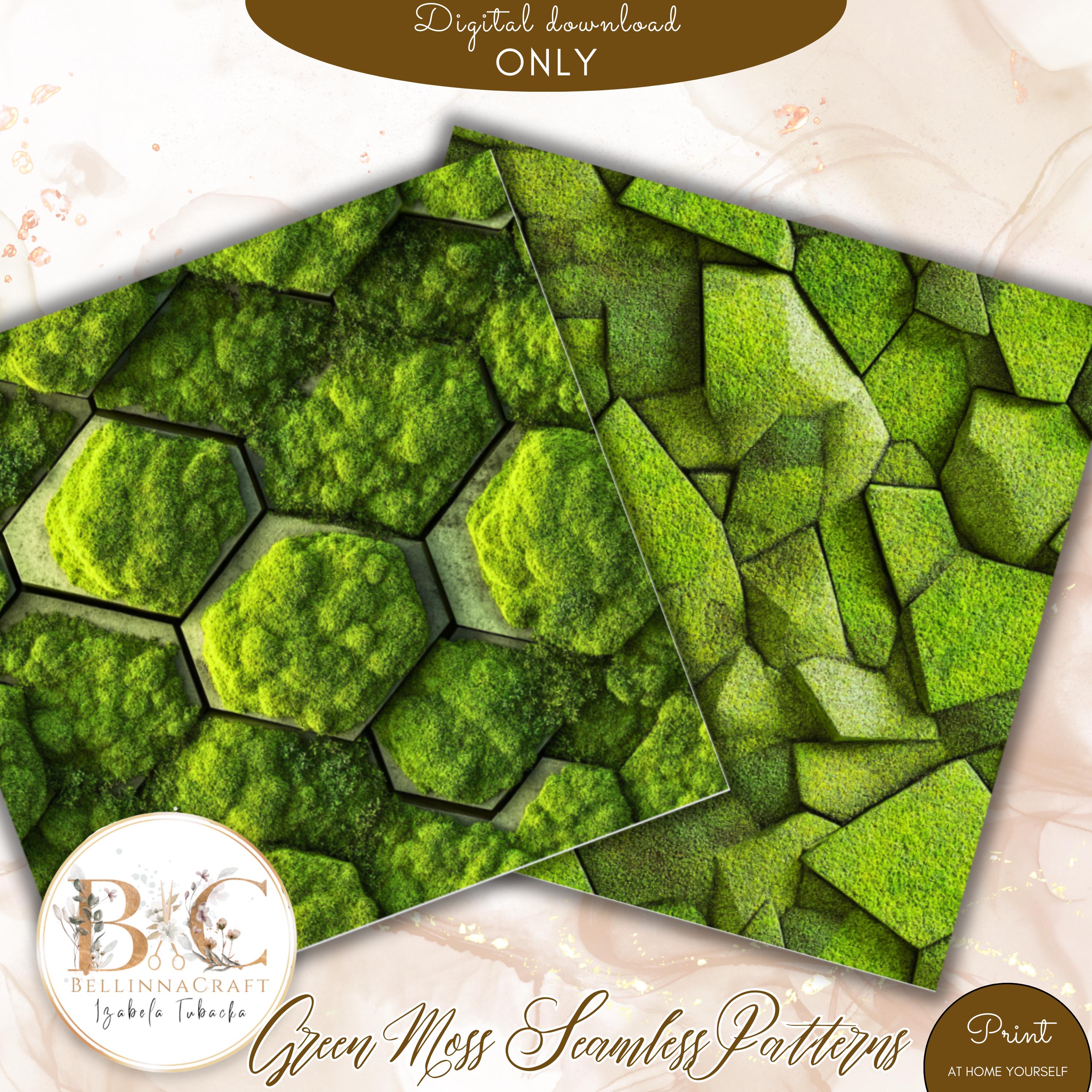 Green Moss Seamless Digital Paper, Realistic Moss Seamless Pattern ...
