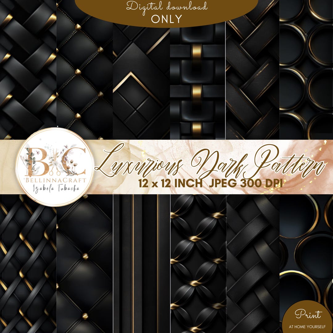 Luxurious Dark Pattern Seamless Digital Paper, Luxury Black Digital ...