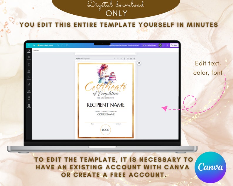 Cake Decoration Certificate of Completion, Cake Icing Extension Course ...