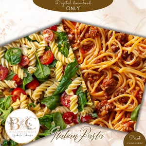 Italian Pasta Digital Paper Kit 12x12 Spaghetti Realistic Backgrounds ...