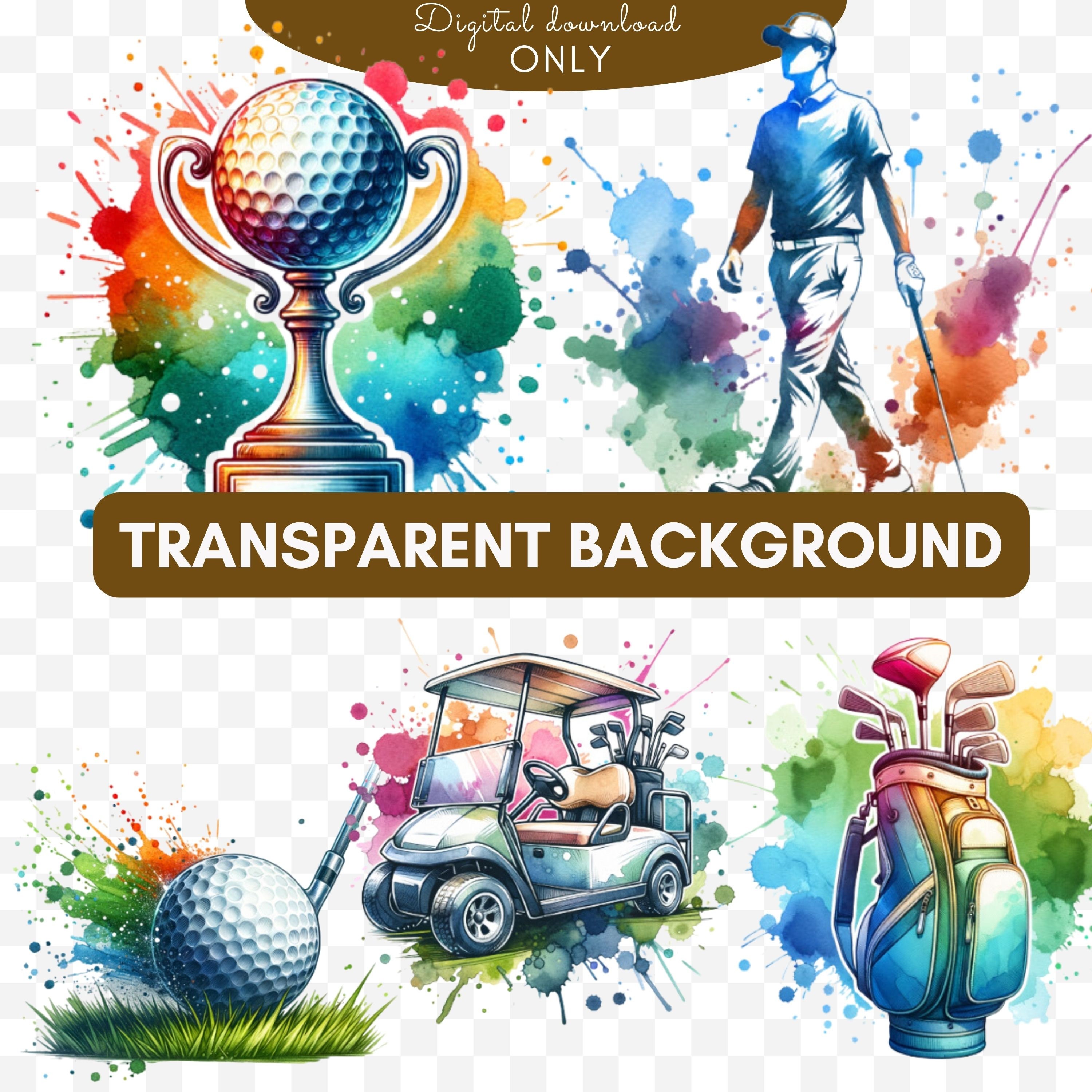 Watercolor Golf Clipart PNG, Bundle 9 High Quality, Watercolor Sport ...