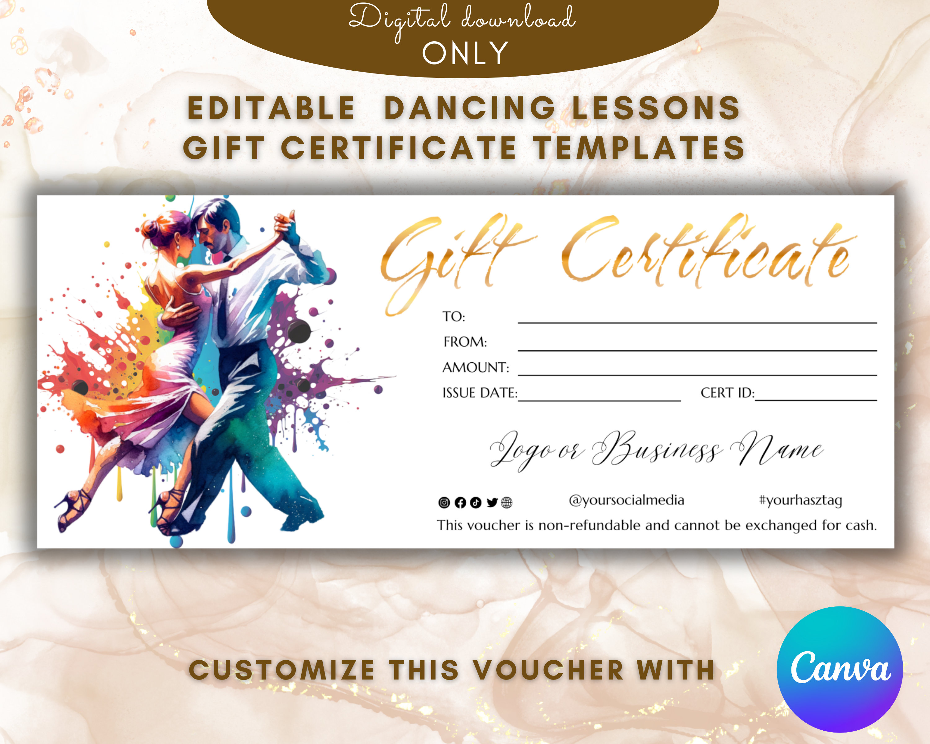 Dancing Lessons Gift Certificate Template Surprise Ballroom Dancing ...