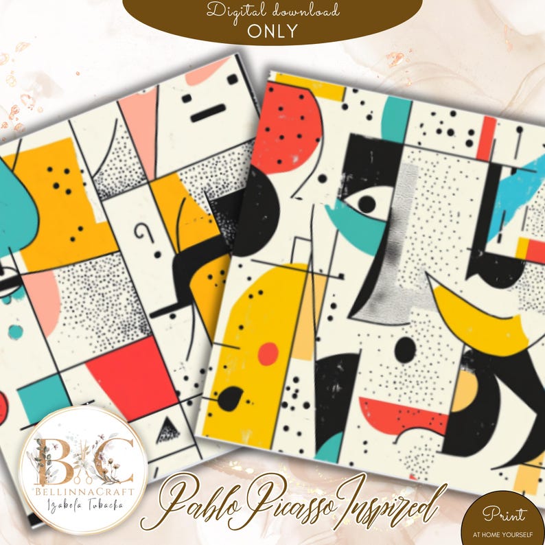 Pablo Picasso Inspired Seamless Digital Paper, Scrapbook Seamless Paper ...