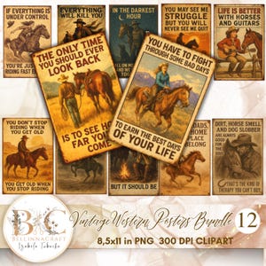 Vintage Western Poster Bundle, Cowboy Quote Wall Art Prints, Rustic ...