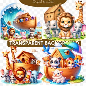 Watercolor Noah's Ark Clipart PNG, Christian Clipart Set, Noah's Ark ...