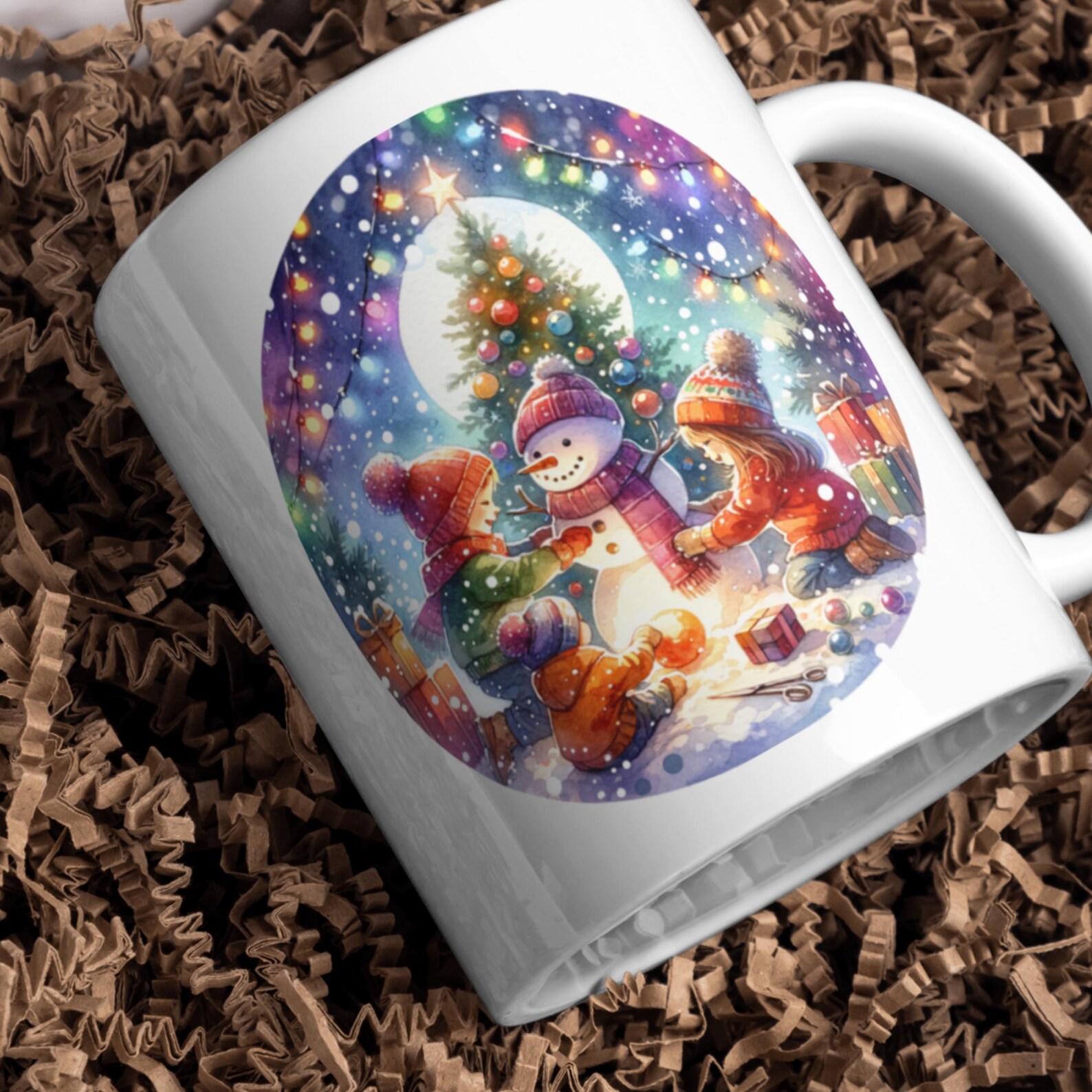Watercolor Round Christmas Scenes Bundle, Christmas Landscapes ...