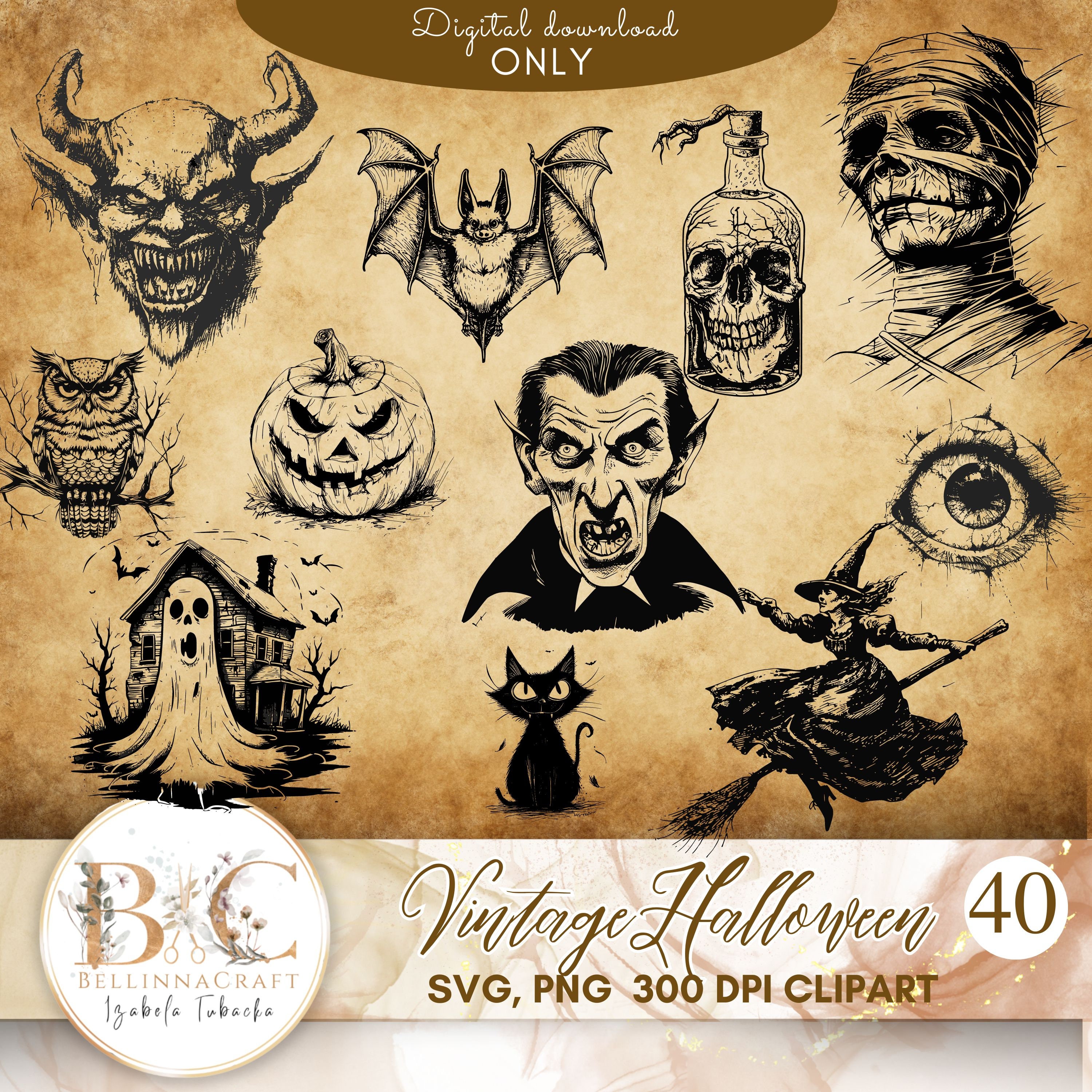 Vintage Halloween Clipart, Antique Halloween Clipart Graphics, Pumpkins ...