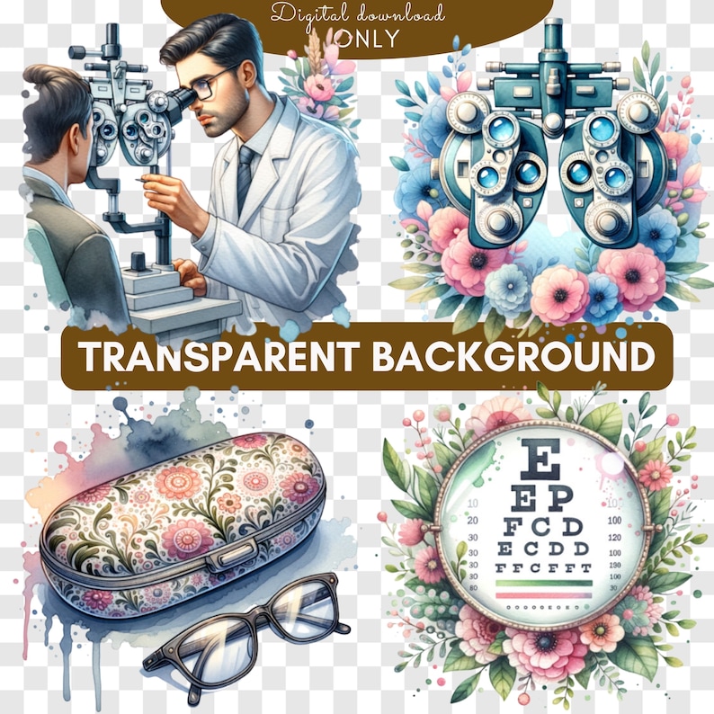 Watercolor Optical Boutique Clipart, Optometrist Clipart ...