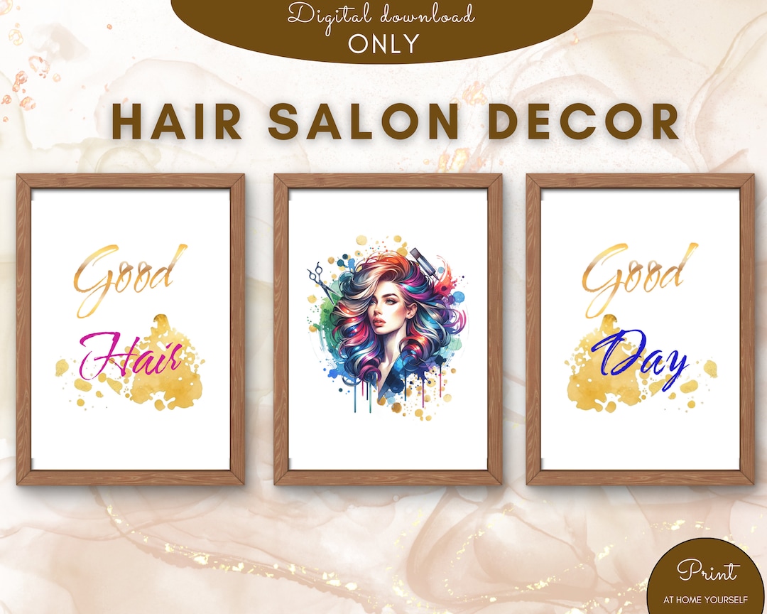 Hair Salon Decor Set of 3 Prints Hair Salon 3 Piece Wall Art, Beauty ...