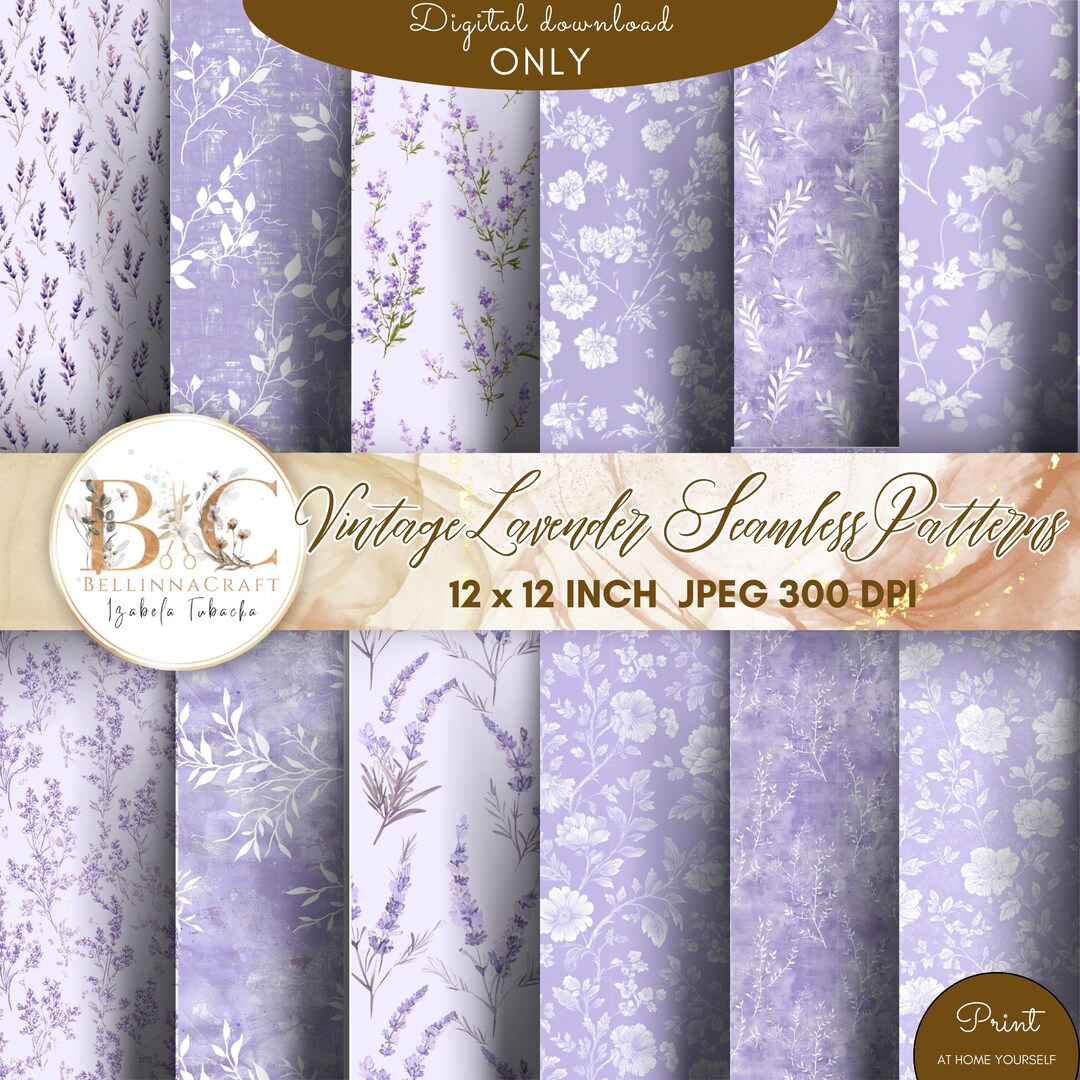 Vintage Lavender Seamless Digital Paper, Lavender Floral Patterns ...