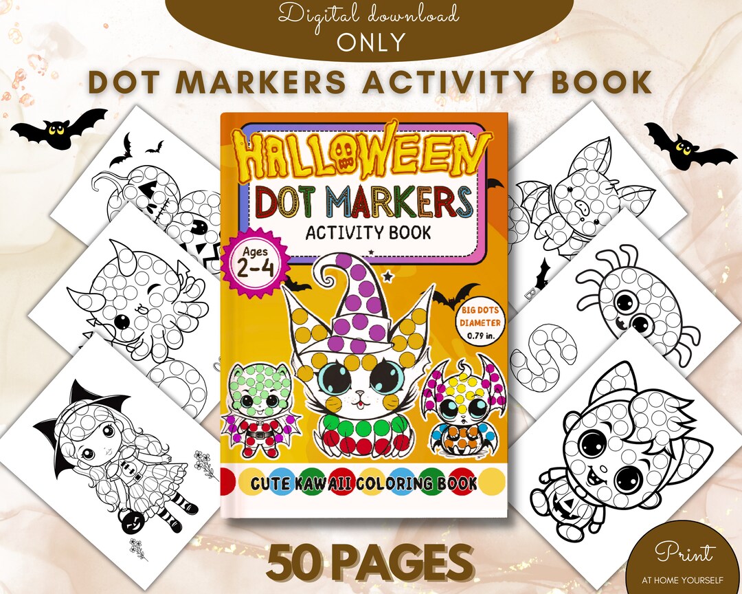 Cute Kawaii Halloween Dot Markers Activity Book Printables for Toddlers ...
