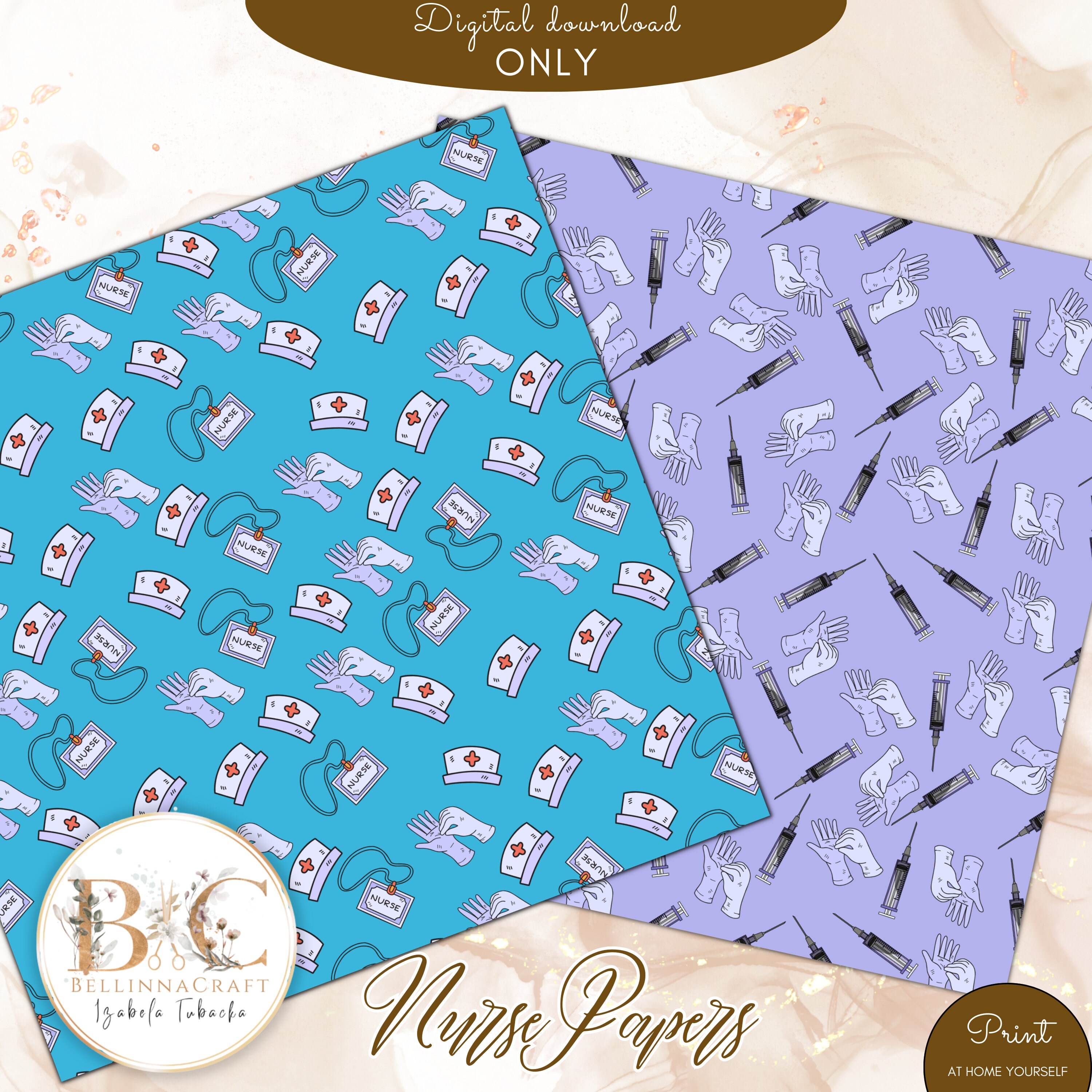 Nurse Seamless Pattern Digital Paper Png Bundle,digital Paper Png,nurse ...