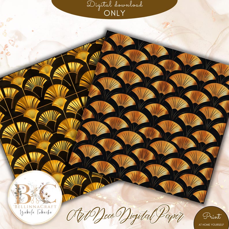 Art Deco Seamless Digital Paper, Distressed Retro Art Deco, Seamless ...