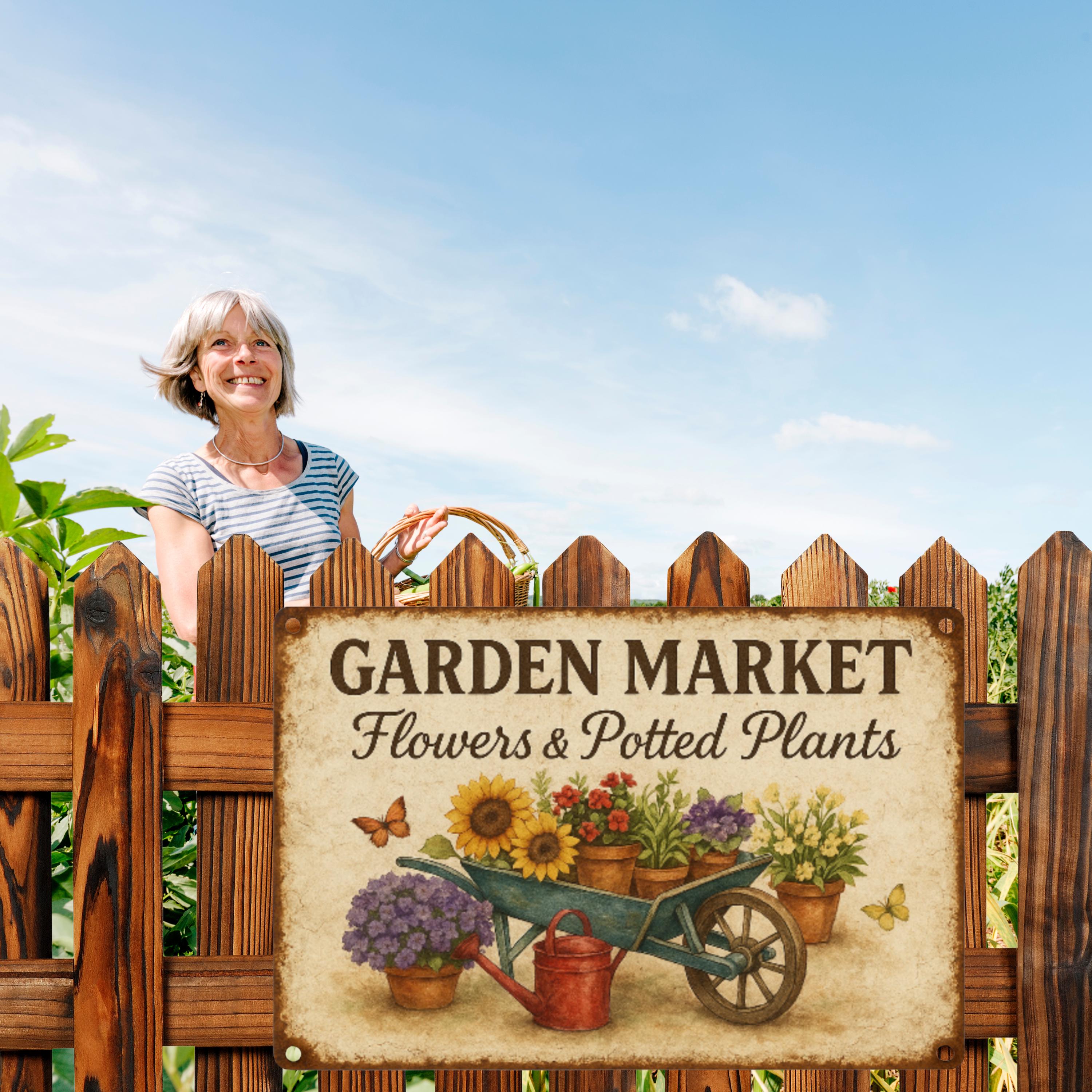 Vintage Garden Signs Clipart Bundle, Retro Metal Posters PNG, Rustic ...
