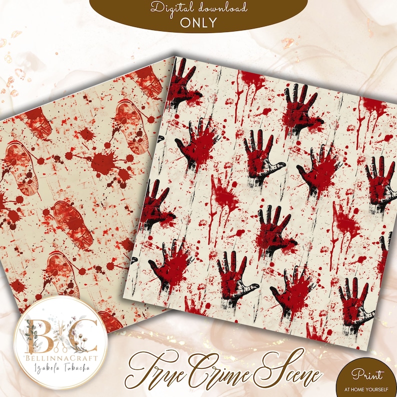 True Crime Scene Seamless Digital Paper, Blood Scrapbooking Paper ...