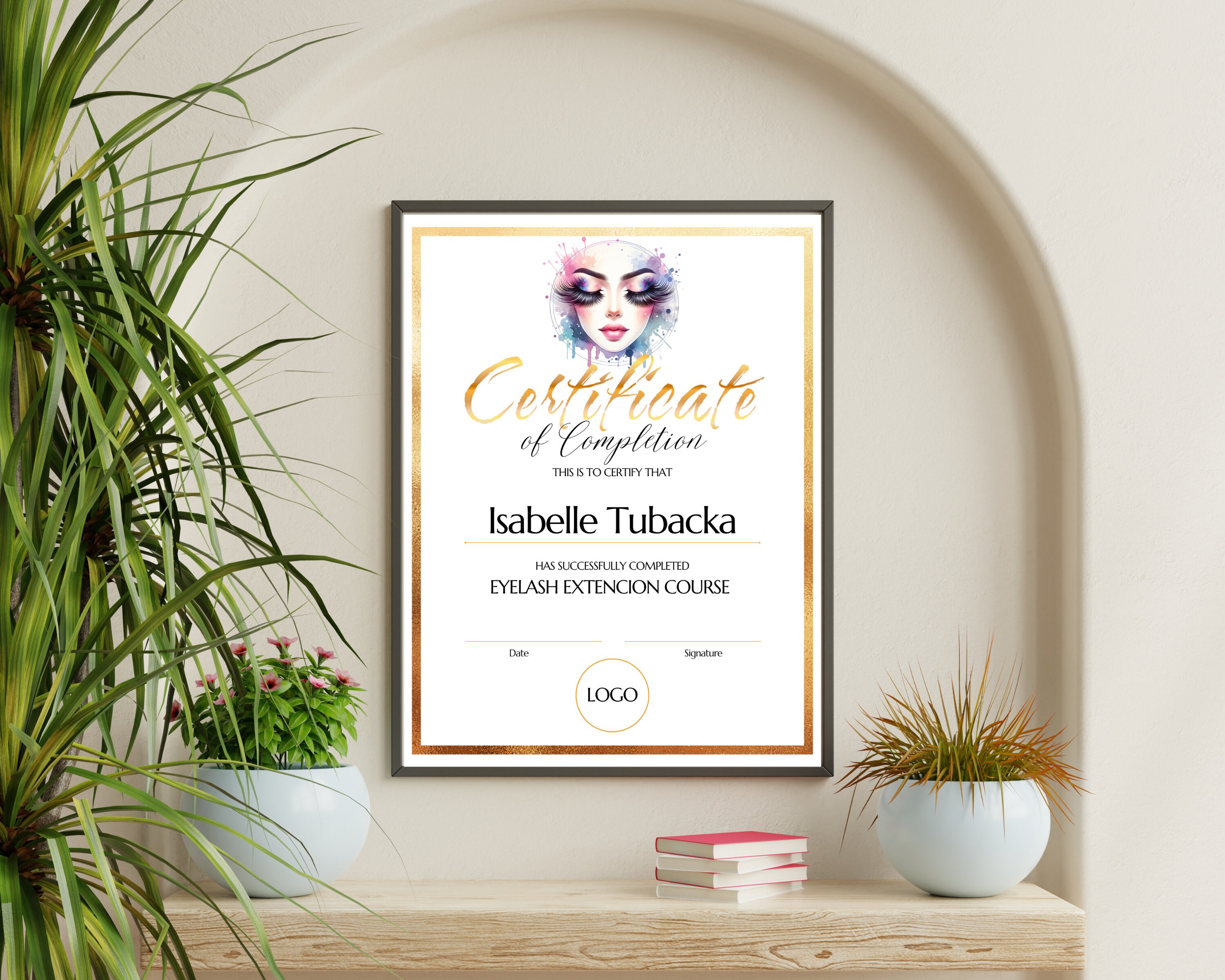 Lashes Certificate of Completion, Eyelash Extension Course Training ...