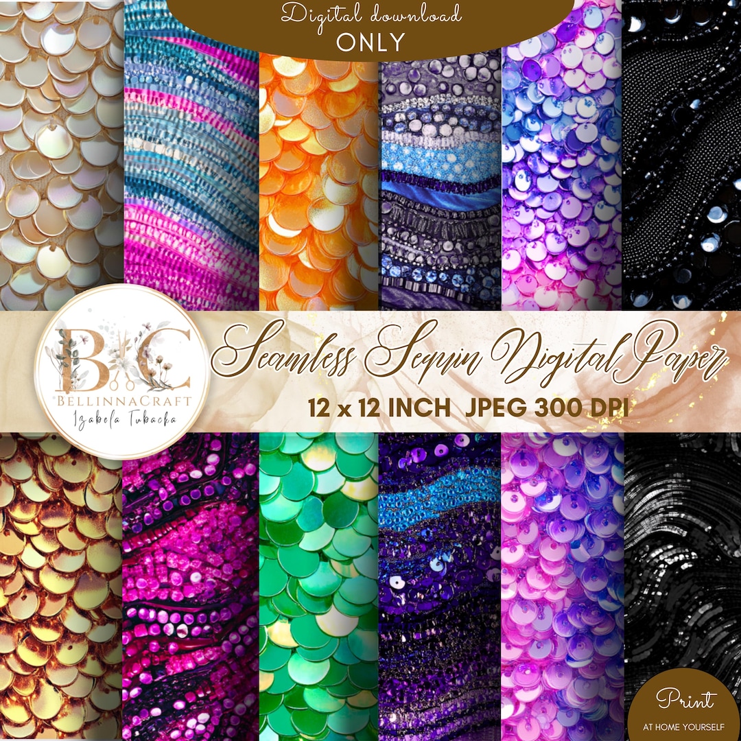 3D Seamless Sequin Digital Paper, Sequin Repeat File for Fabric, Sequin ...