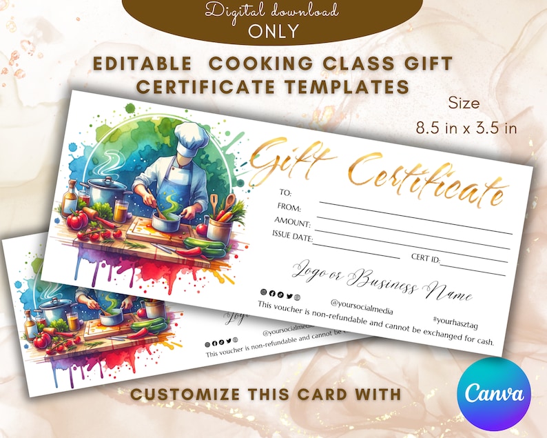 Cooking Class Gift Certificate Template Elegant Cooking Course Gift ...