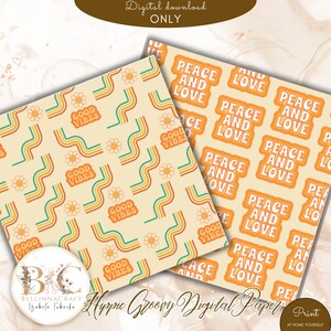 Hippie Groovy Seamless Digital Papers, 70s Background, Retro Groovy ...