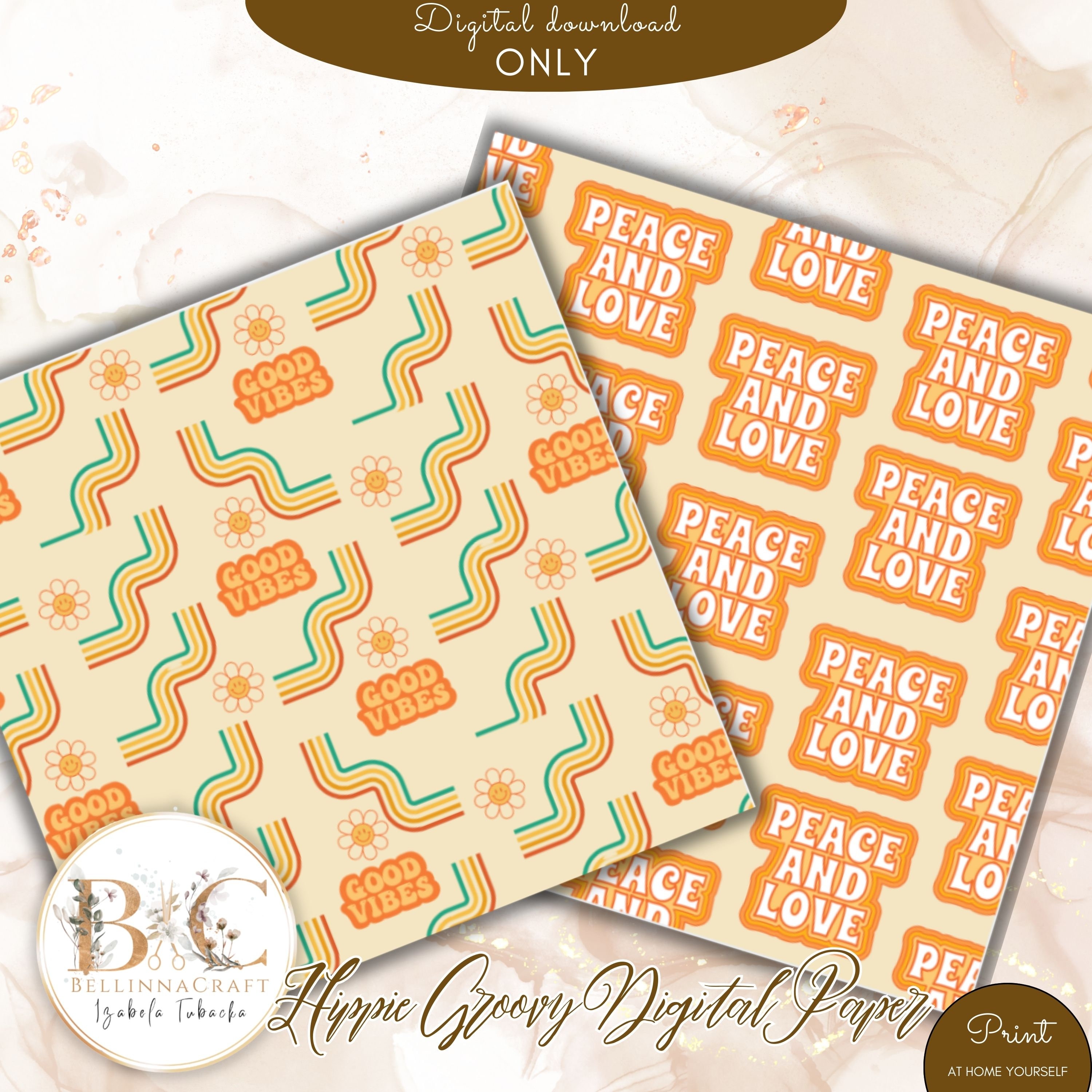 Hippie Groovy Seamless Digital Papers, 70s Background, Retro Groovy ...