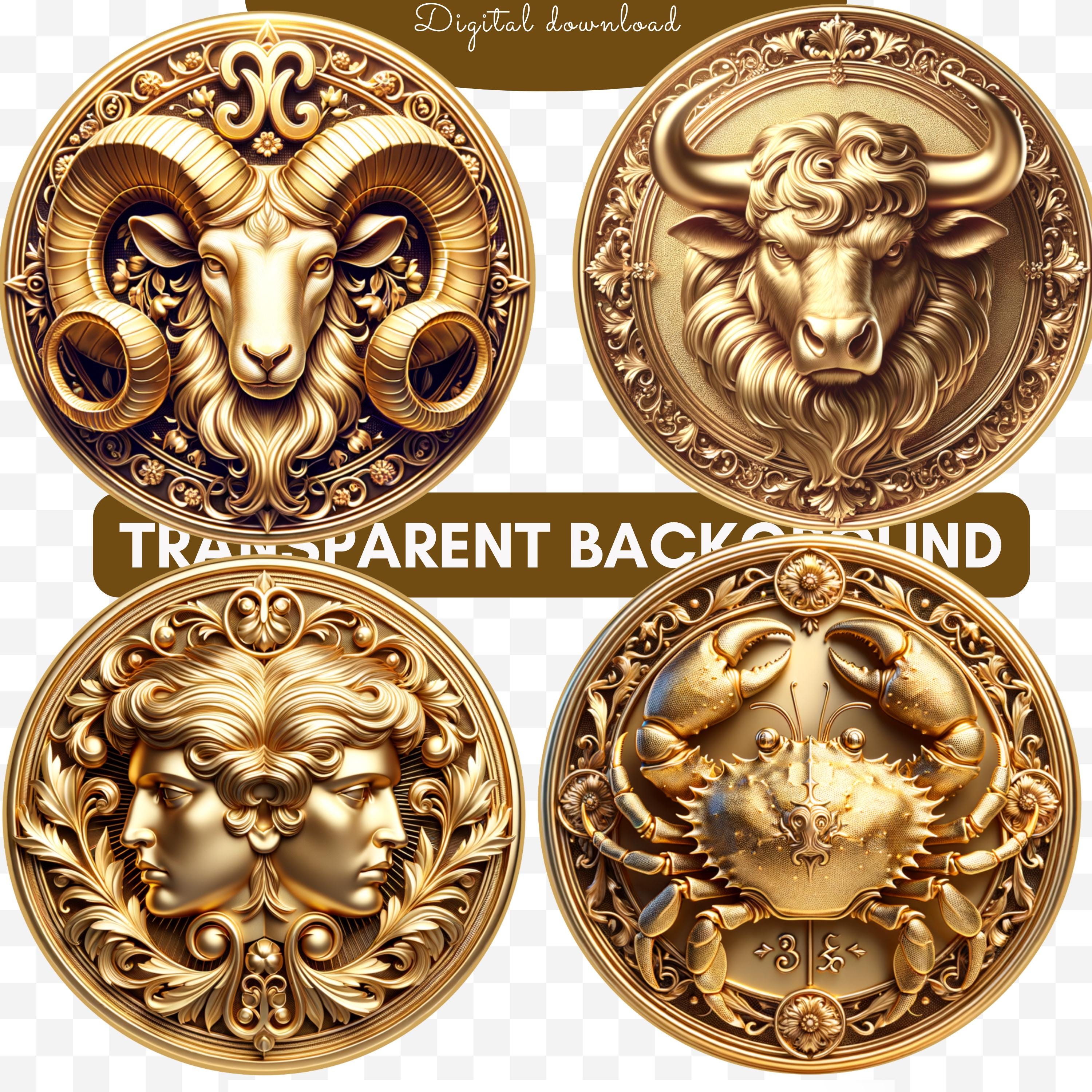 3D Zodiac Signs Clipart, Astrological Symbols, Gold Zodiac Signs ...