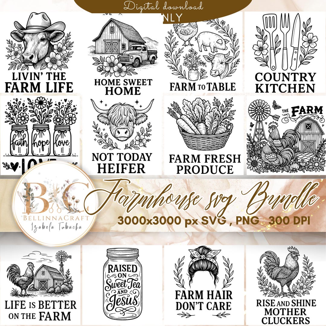 Farmhouse SVG Bundle | Funny Farm Sayings SVG | Country Life Clipart ...