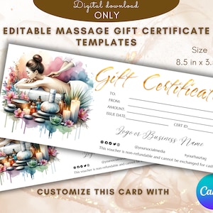 Massage Gift Certificate Template Elegant SPA Massage Gift Card ...