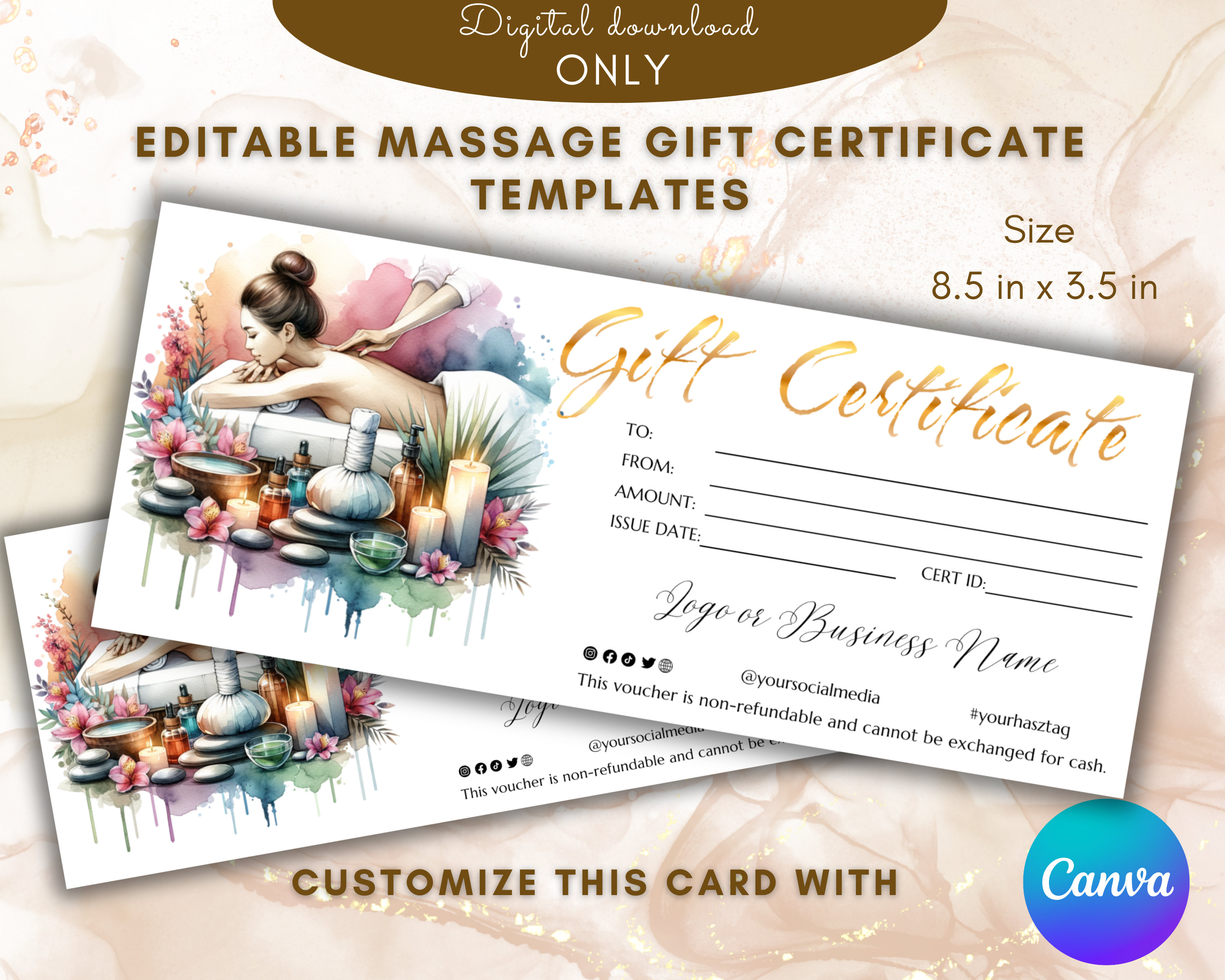 Massage Gift Certificate Template Elegant SPA Massage Gift Card ...