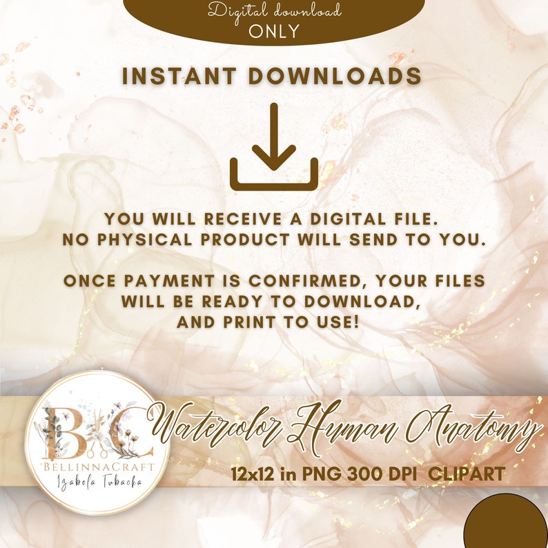 Watercolor Human Anatomy Ephemera Clipart Bundle, Watercolor Clipart ...