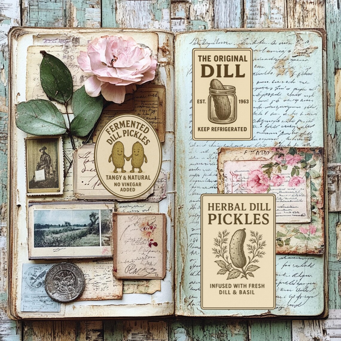 Vintage Pickles Labels Clipart, Retro Pickle Jar Labels for Canning ...