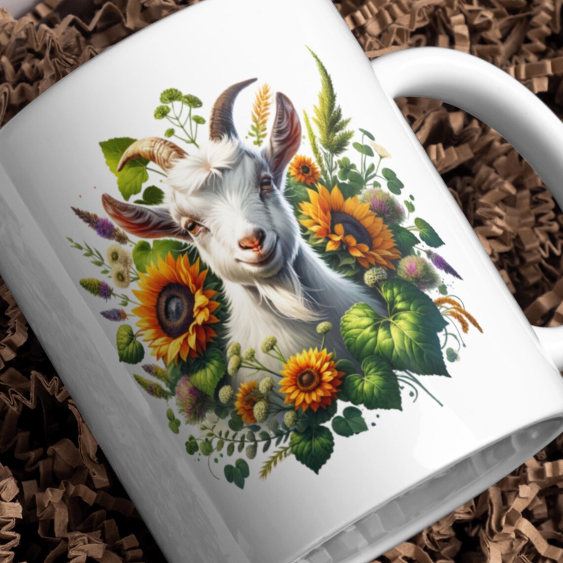 Watercolor Floral Goat Clipart Bundle, Farm Animal Illustrations, Cute ...