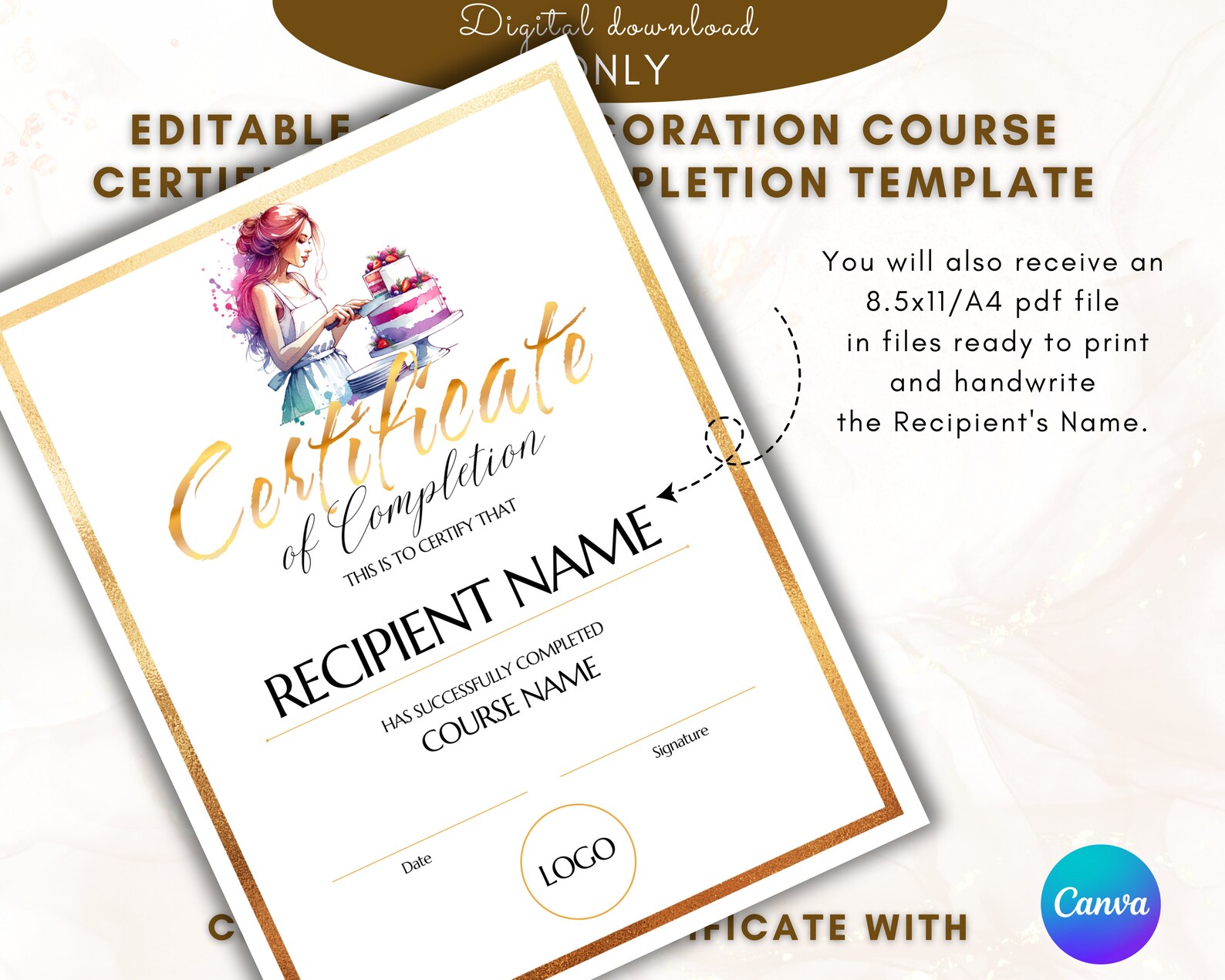 Cake Decoration Certificate of Completion, Cake Icing Extension Course ...