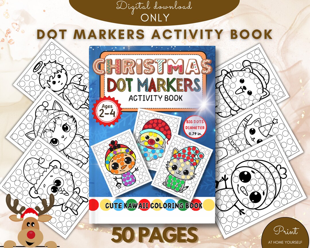 Cute Kawaii Christmas Dot Markers Activity Book Printables for Toddlers ...