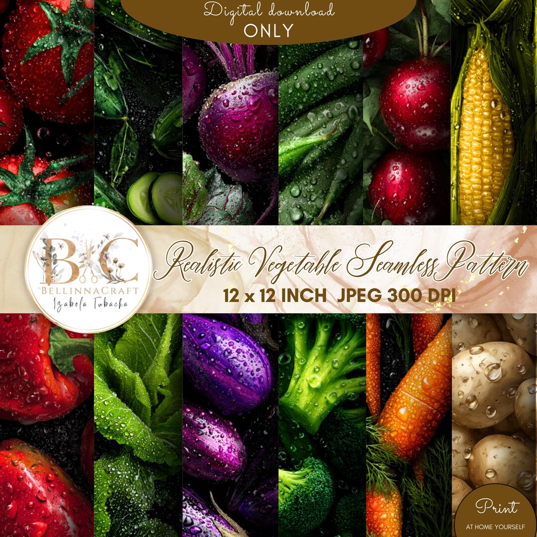 3D Realistic Vegetable Seamless Digital Paper Bundle – Farm Fresh ...