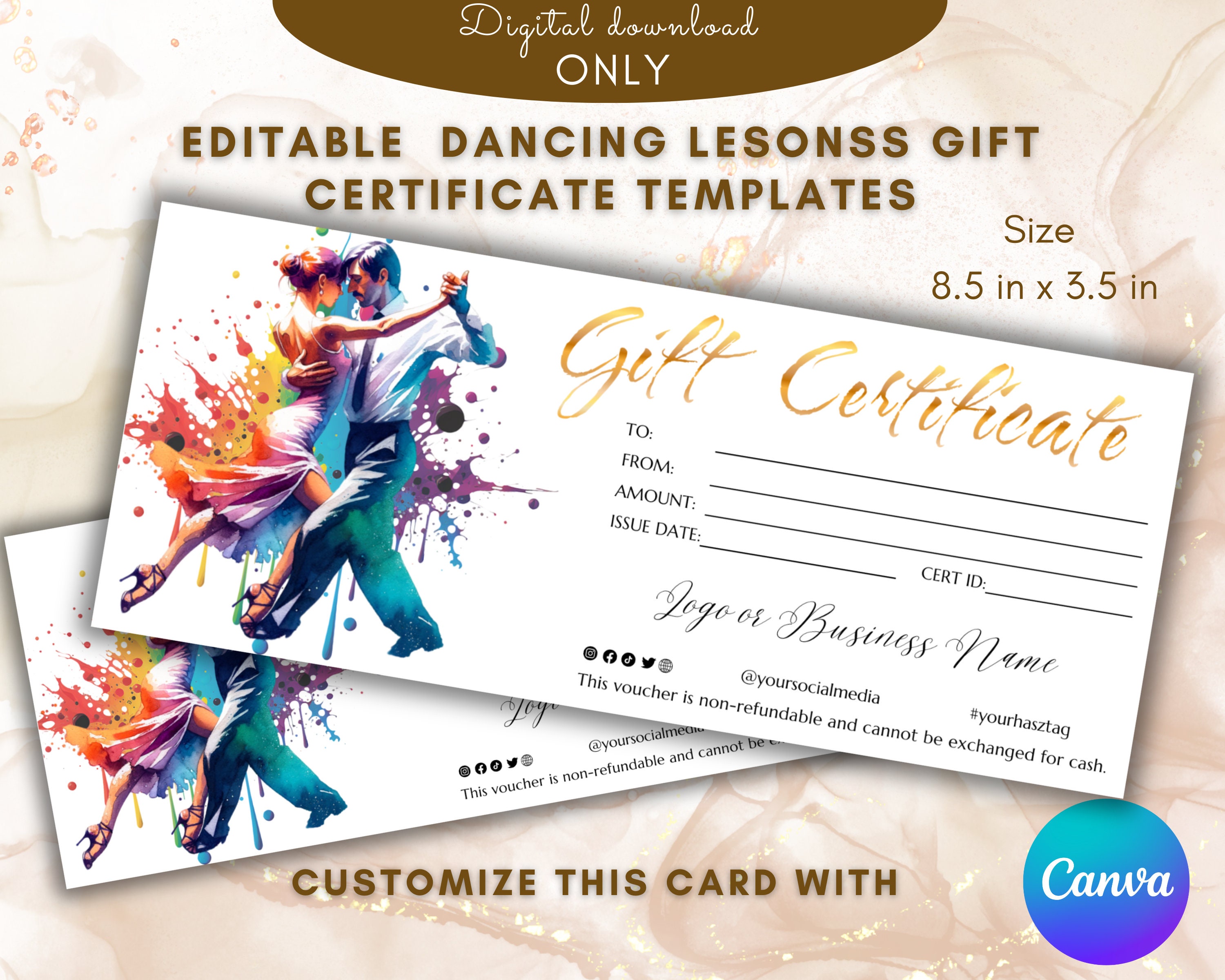 Dancing Lessons Gift Certificate Template Surprise Ballroom Dancing ...
