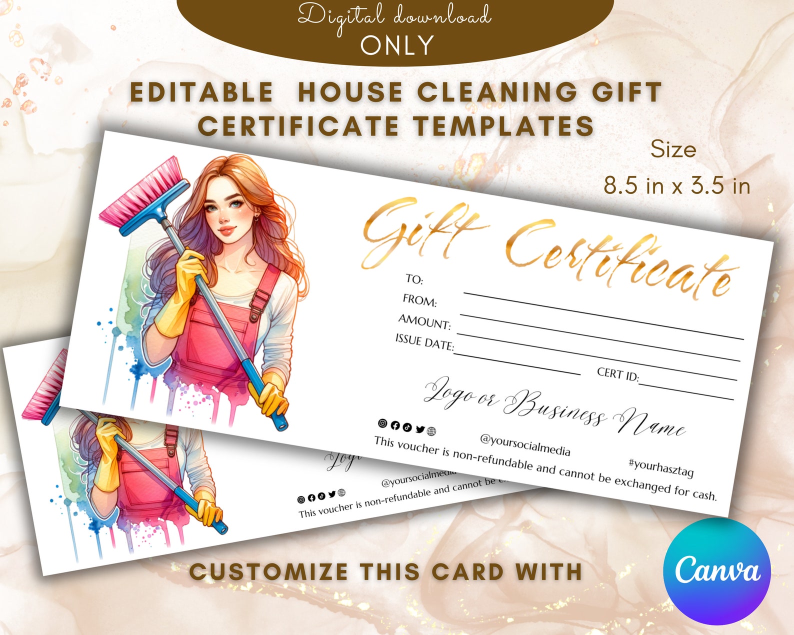 House Cleaning Gift Certificate Template Housekeeping Gift Card Gift ...
