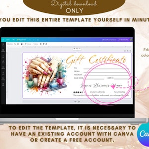 Manicure Gift Certificate Template Elegant Nail Salon Gift Card ...