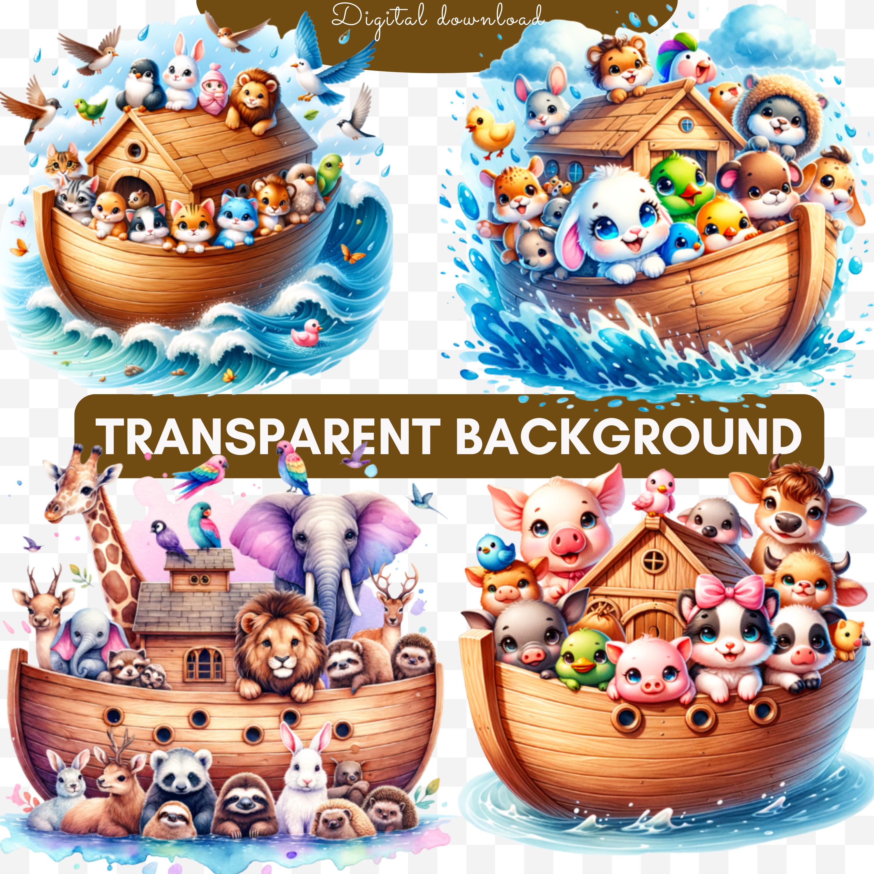 Watercolor Noah's Ark Clipart PNG, Christian Clipart Set, Noah's Ark ...