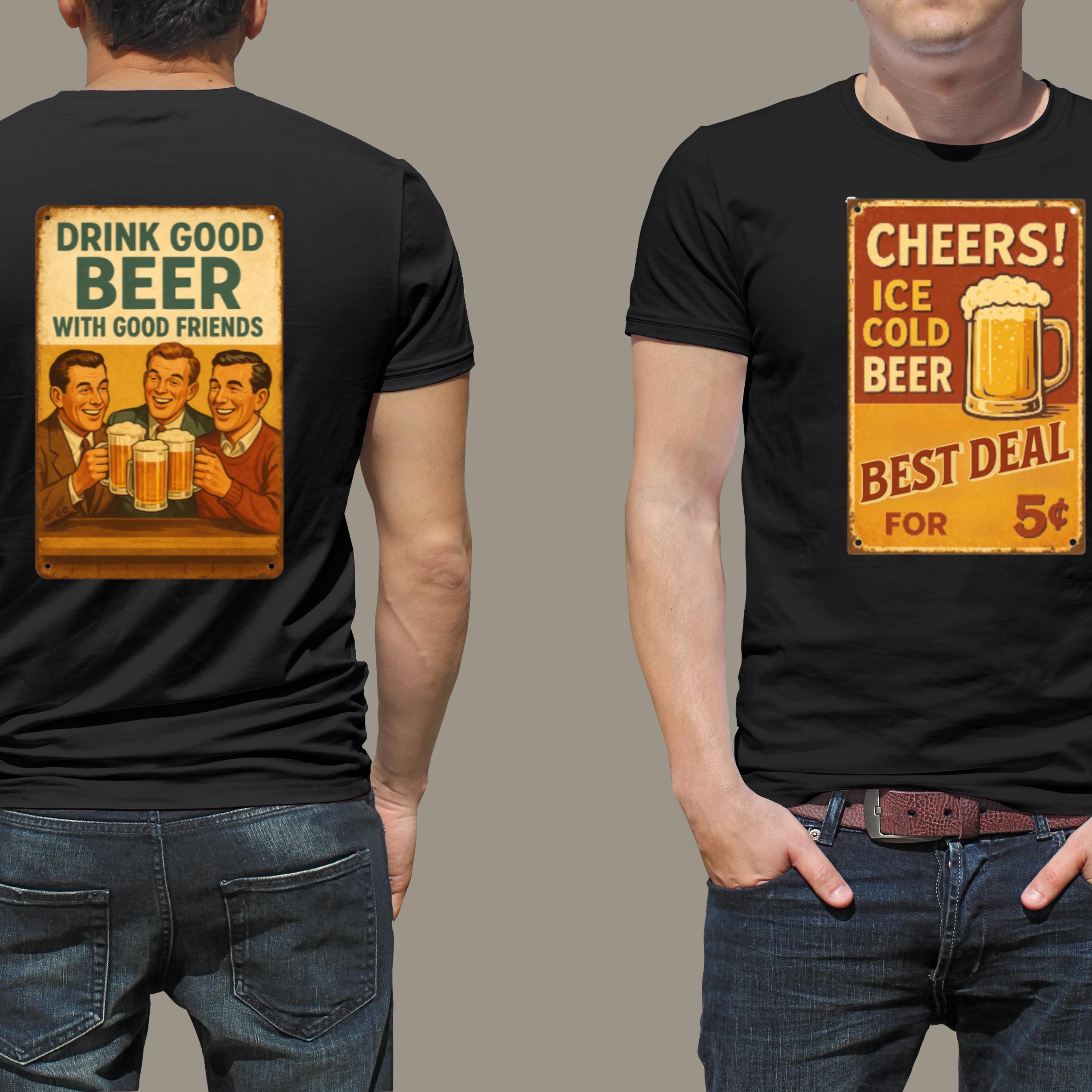 Vintage Beer Signs Bundle, 12 Retro Bar Wall Art Prints, Funny Beer ...