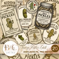 Rubber Stamp Pickle Kraft Paper Canning Jar Labels, Dill, Sweet, Bread ...