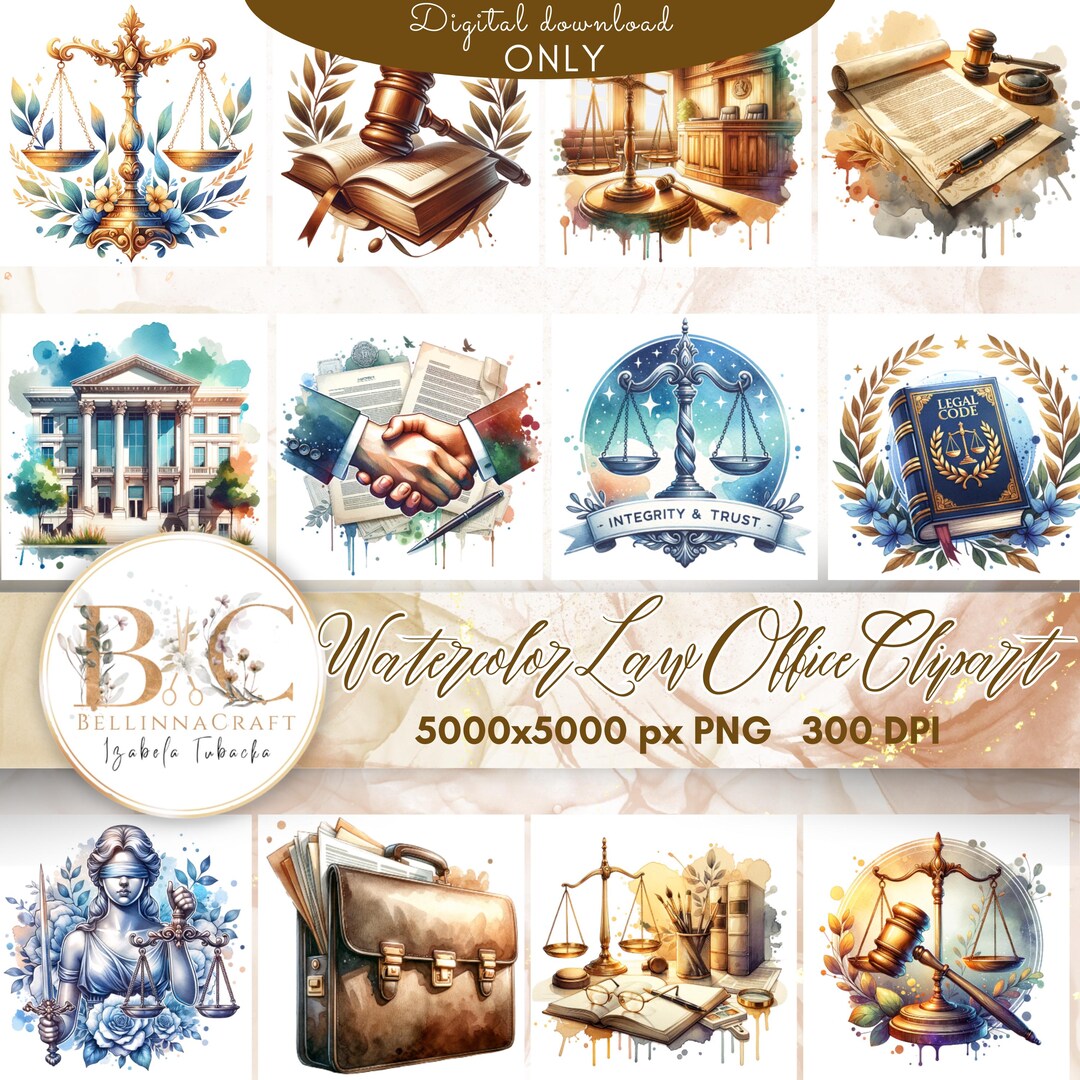 Watercolor Law Office Clipart, Law Firm Clipart, Lawyer Watercolor ...